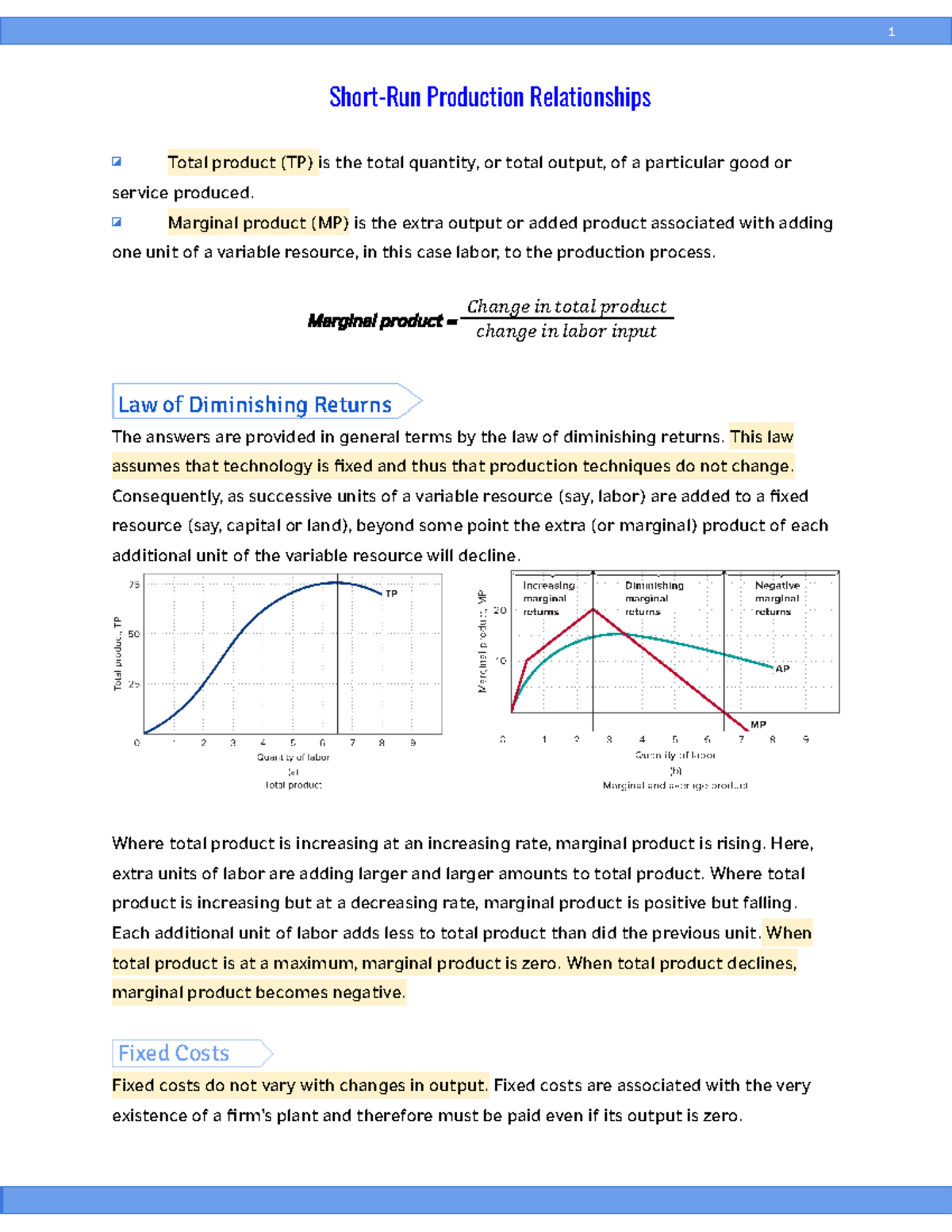 Chapter 9B Short-Run Production Relationships - Short-Run Production ...