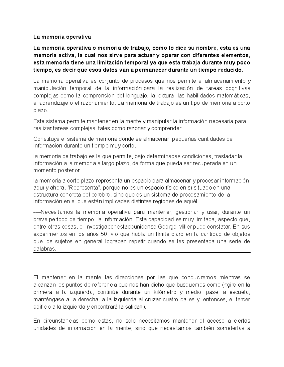 Mayelin expo prosesos cognitivos - La memoria operativa La memoria ...