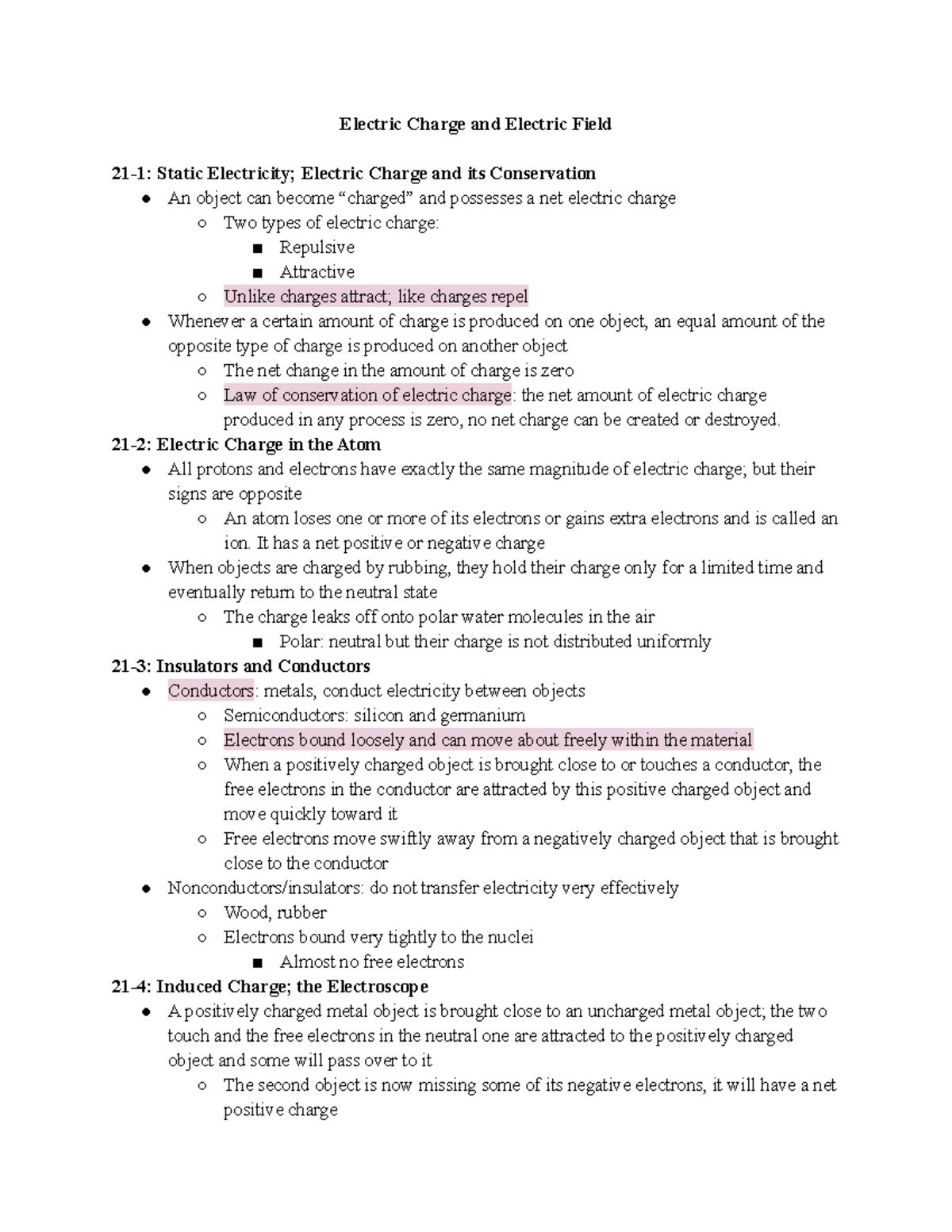 Chapter 21 - Electric Charge and Electric Field 21-1: Static ...