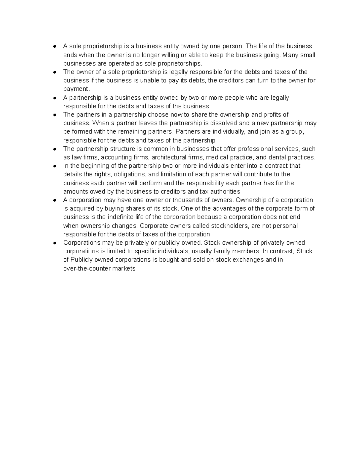 ACNT 1303-Introduction to Accounting - A sole proprietorship is a ...