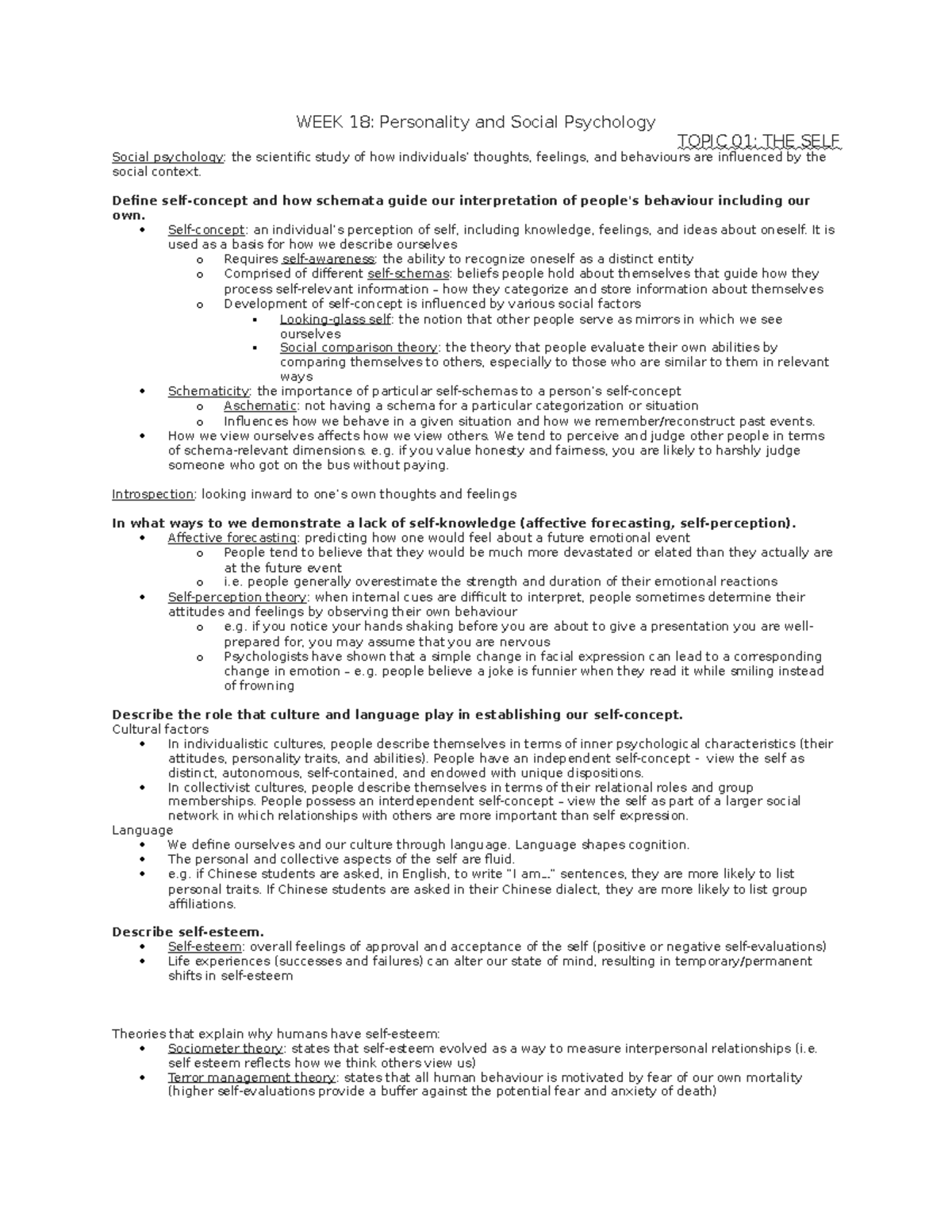 Week 18. Social Psychology - WEEK 18: Personality and Social Psychology ...