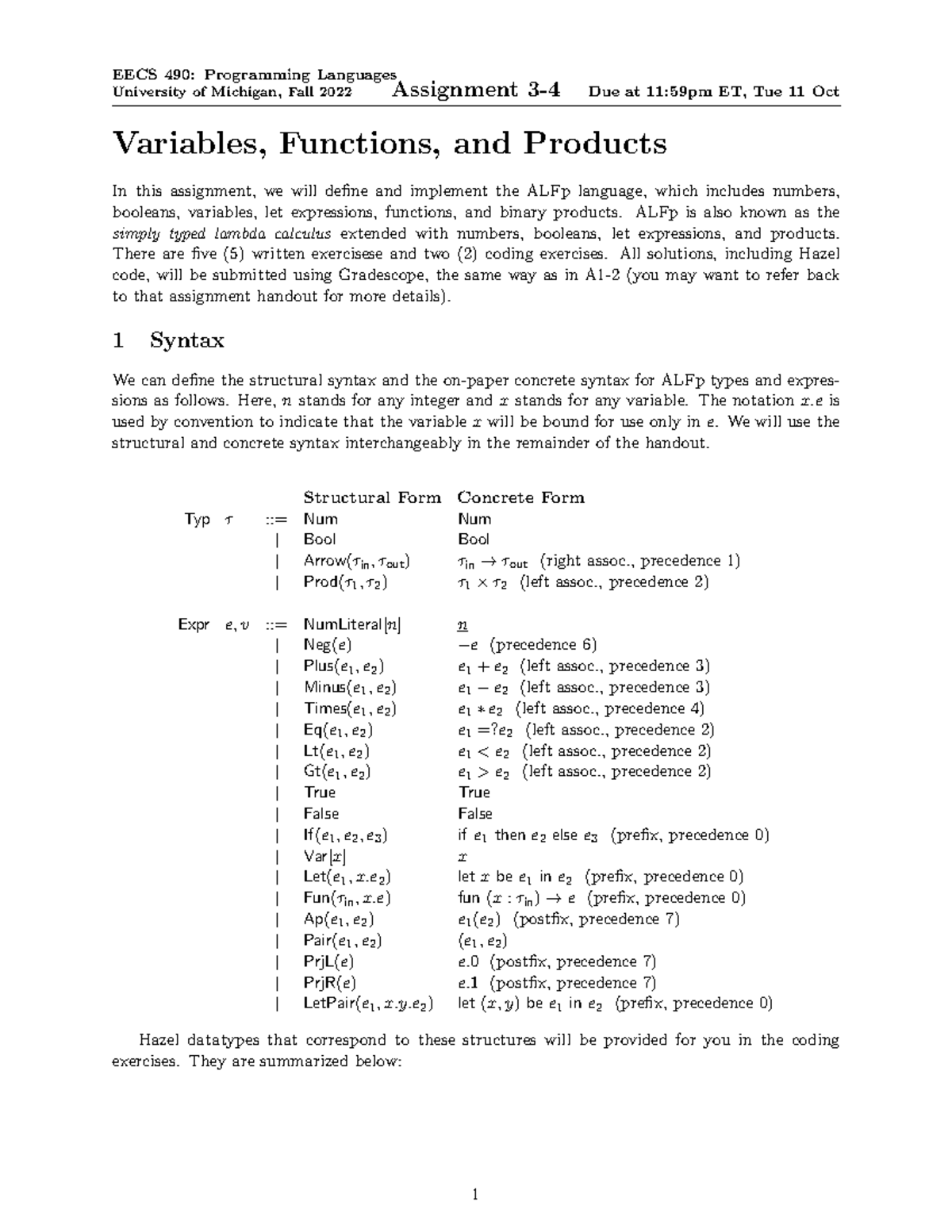 A3-4 - 490 F22 - EECS 490 HW 2 - University of Michigan, Fall 2022 Assignment 3-4 Due at 11:59pm ...