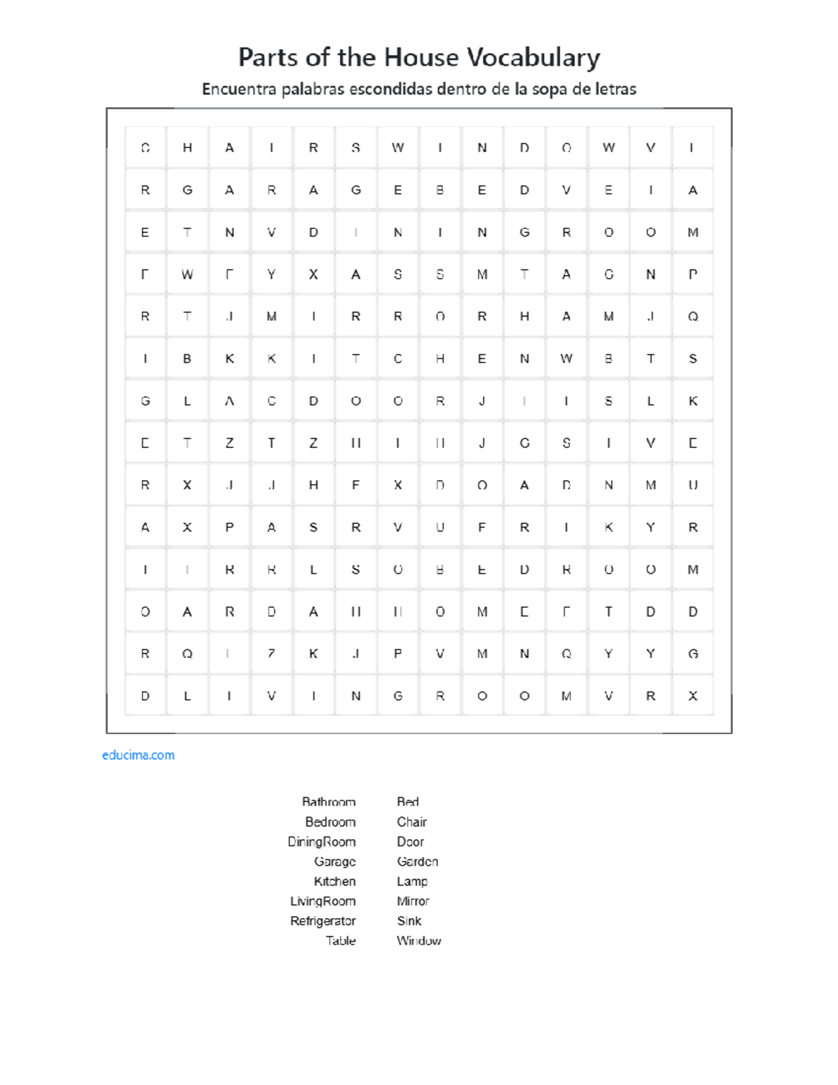 Parts of the house vocabulary - Studocu