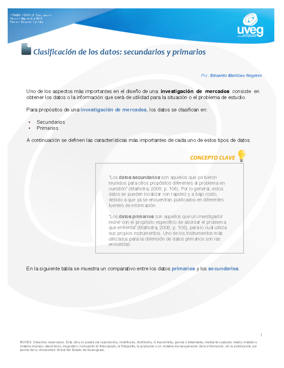 Clasificacion de los datos Secundarios y Primarios - Versión ...