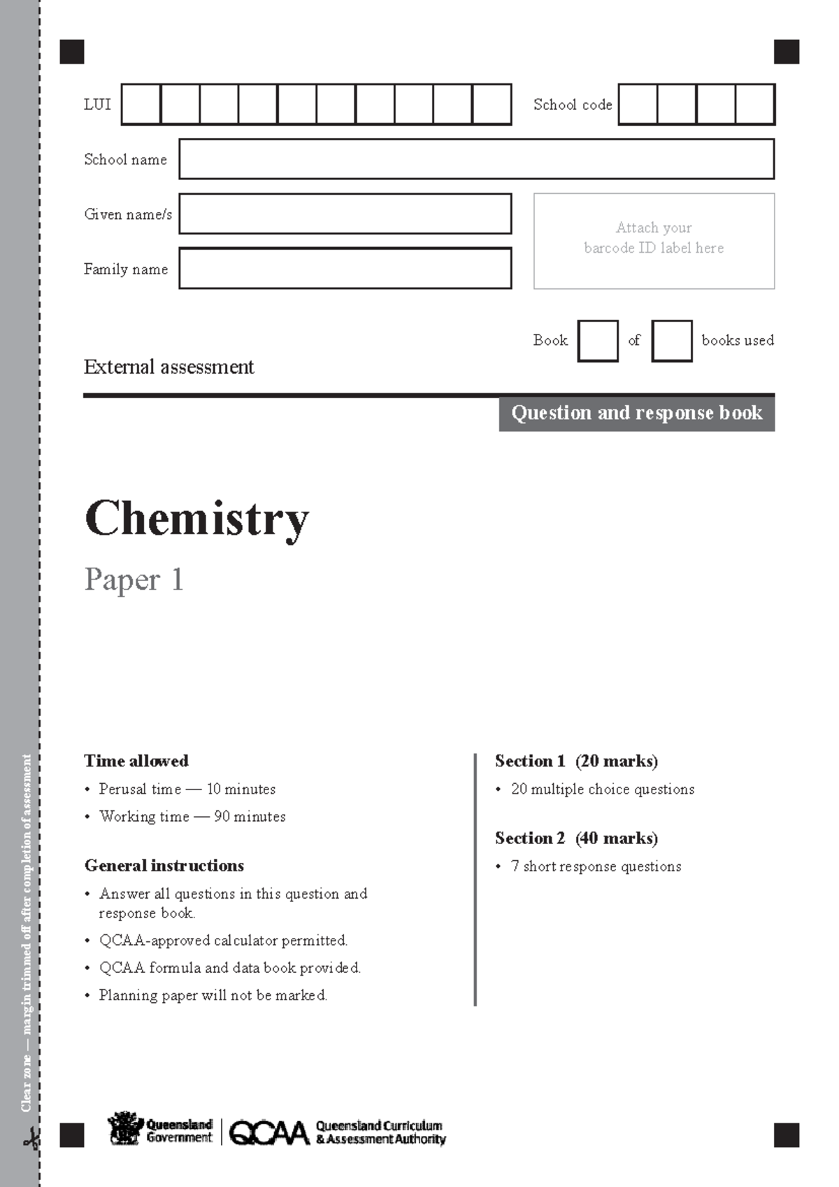 Snr chemistry 20 ea p1 question response - Clear zone — margin trimmed ...
