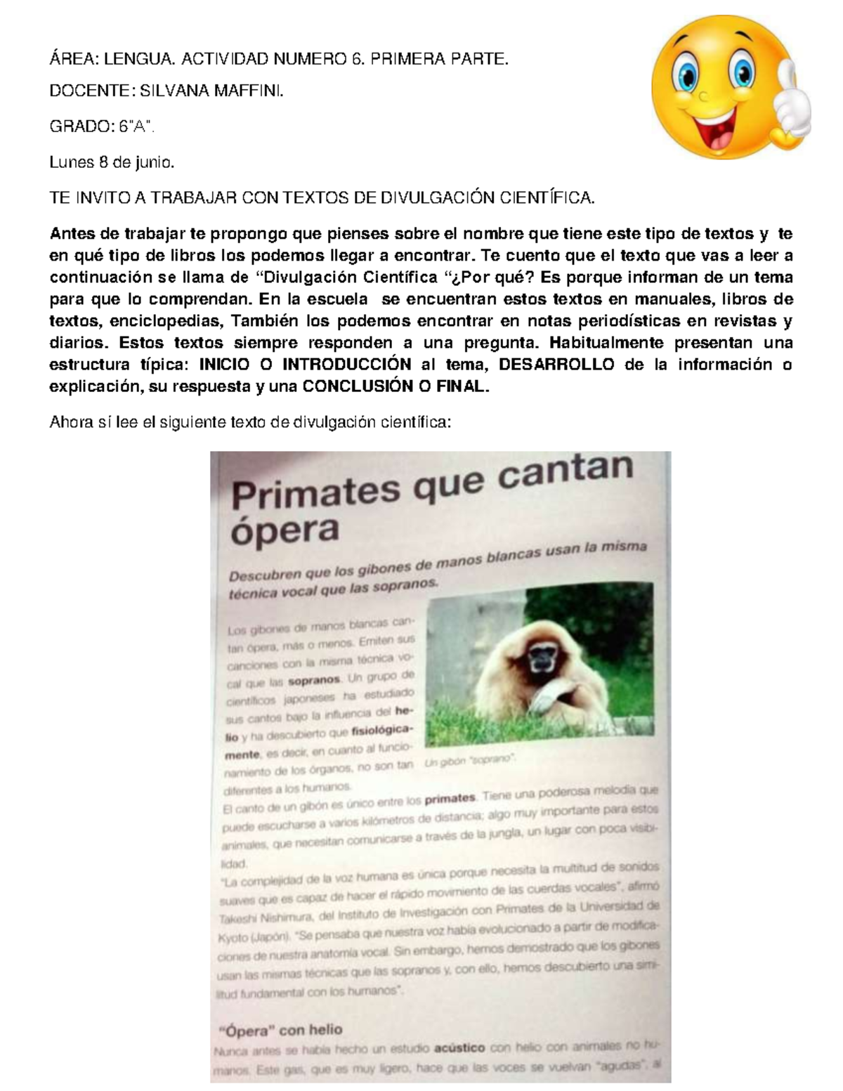 Actividad DE Lengua Numero 6 Sexto Grado Primera Parte - ÁREA: LENGUA ...