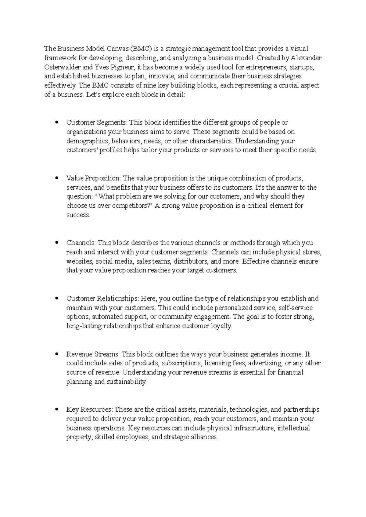 For download BMC - Business Model Canvas Lecture notes - The Business ...