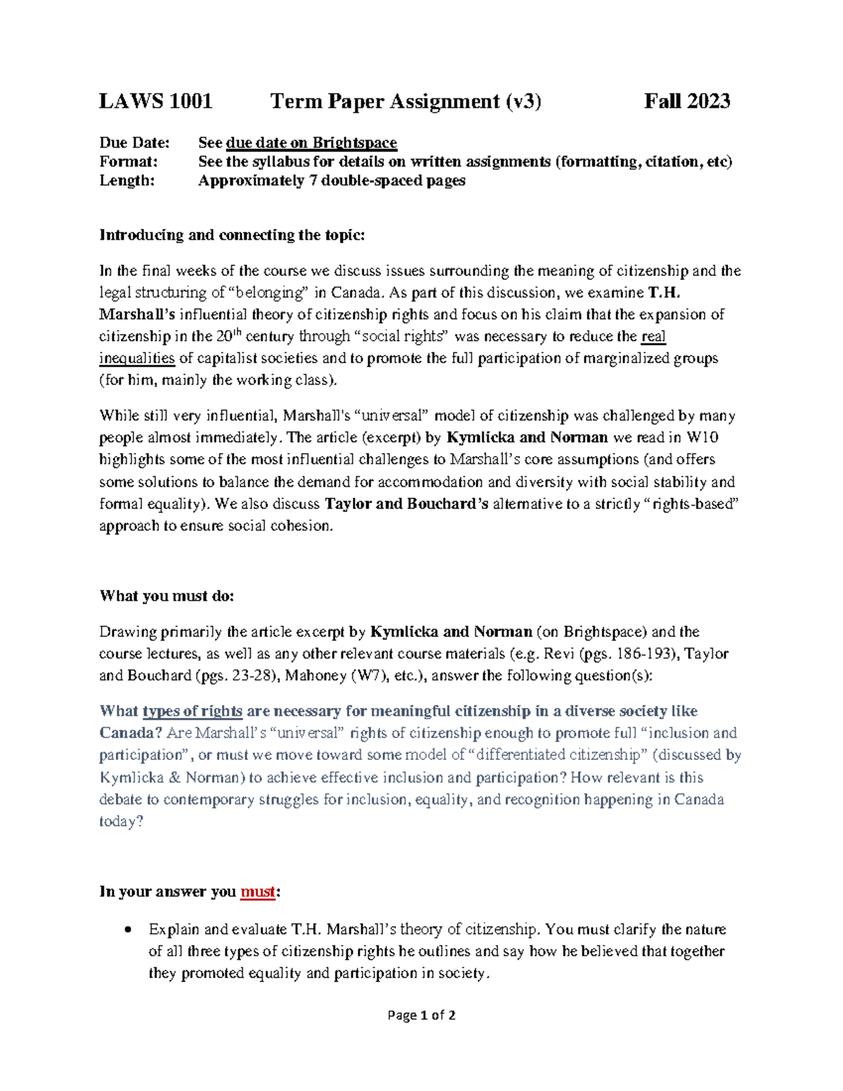 Law2010 0120 Fall20(2023)20Term20Paper 20(final 20v3) - Page 1 of 2 ...