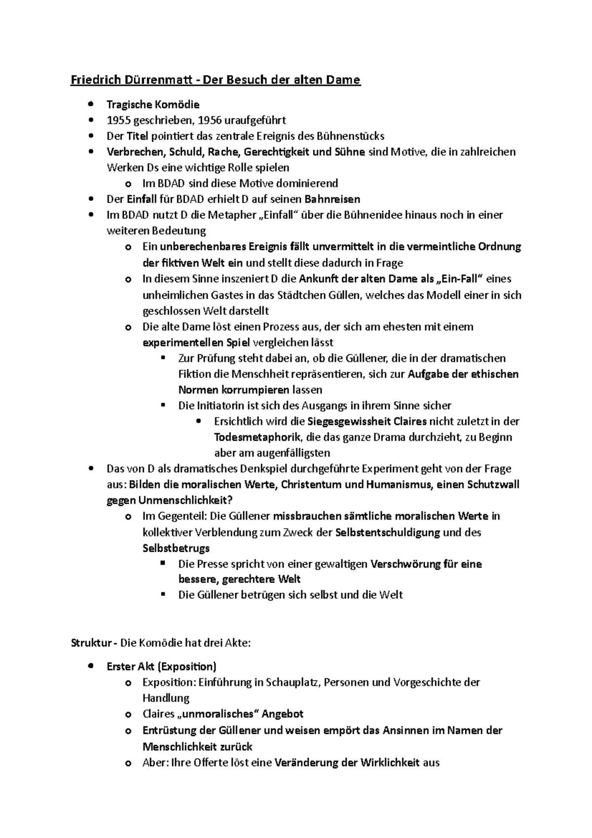 Dürrenmatt - Der Besuch der alten Dame - Friedrich Dürrenmatt - Der ...