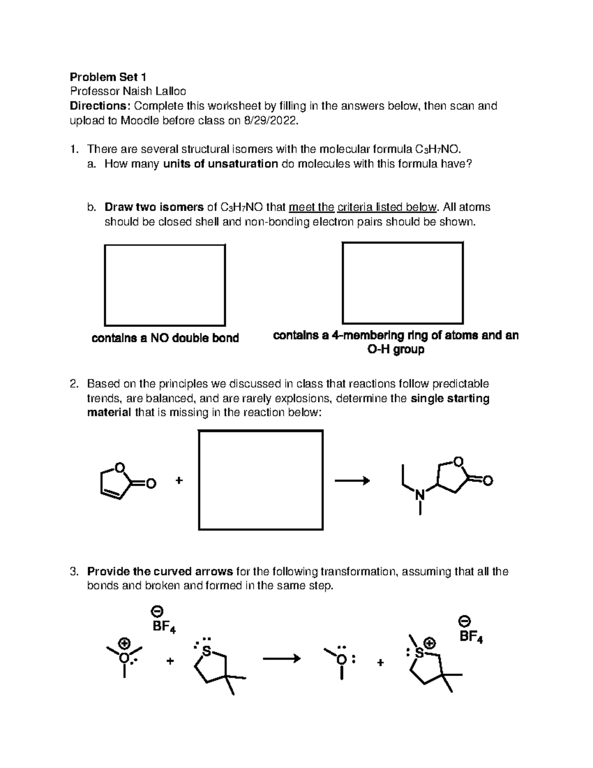Problems - The second set of tutorial work. - Problem Set 1 Professor ...