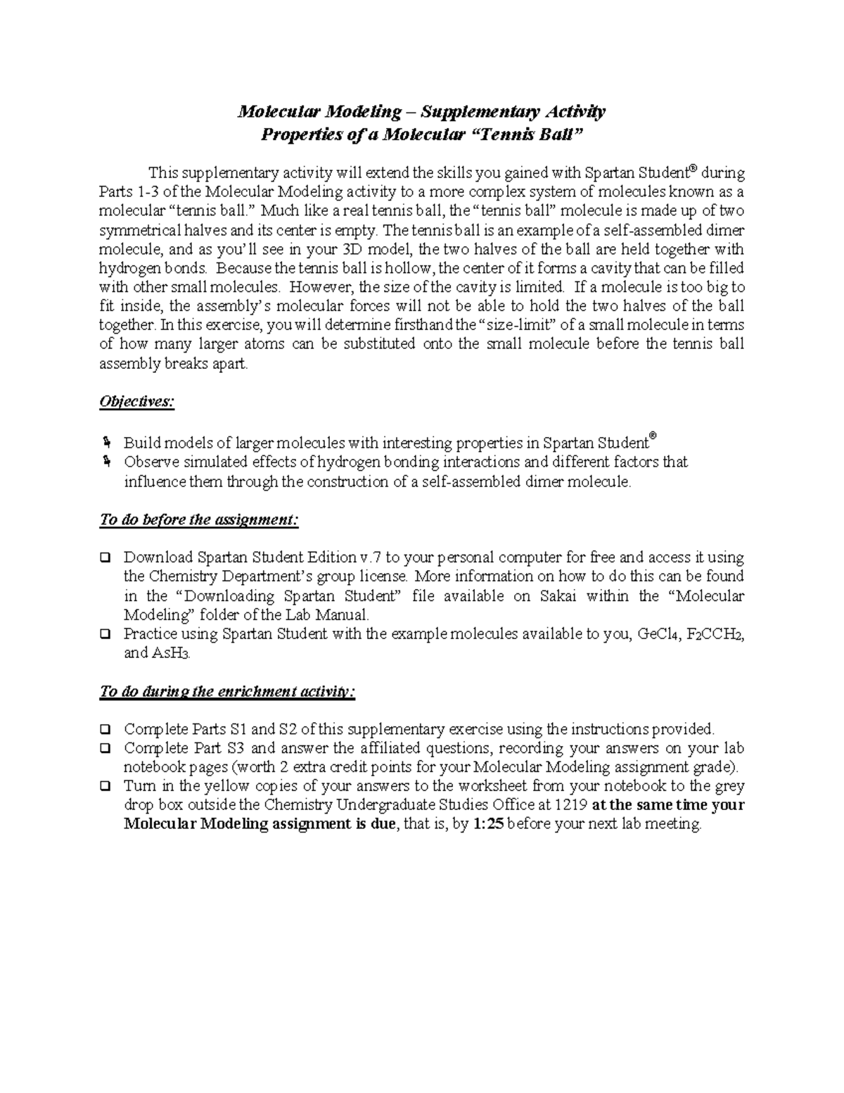 Activity 2 - Molecular Modeling Enrichment Exercise - Molecular ...