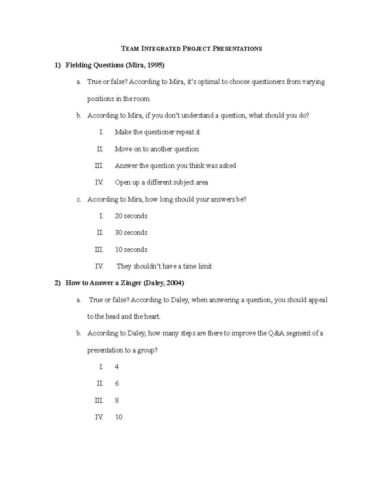 11/28 homework questions - TEAM INTEGRATED PROJECT PRESENTATIONS 1 ...