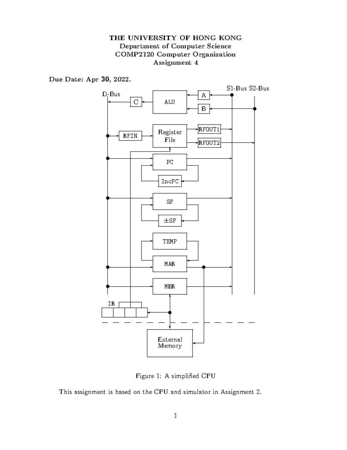 Assignment 4 2 The University Of Hong Kong Department Of Computer Science Comp2120 Computer