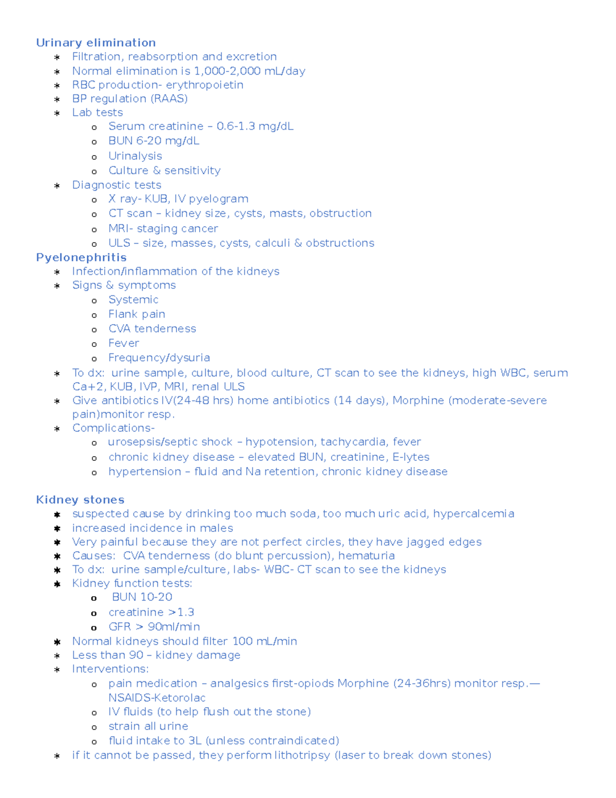 Week 4 notes - Professor Sandino - Urinary elimination Filtration ...