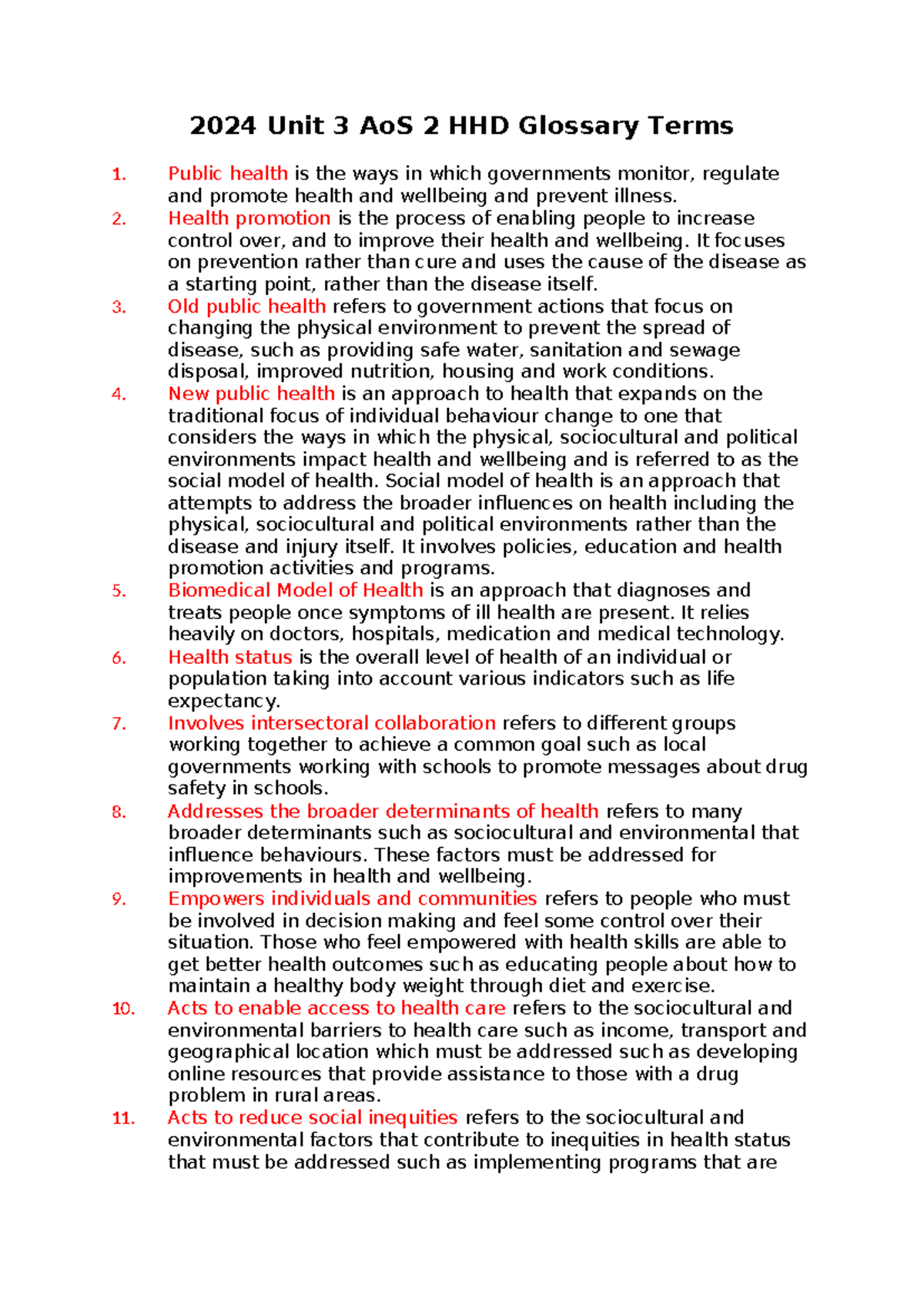 2024 Unit 3 Ao S 2 HHD Glossary Terms - 2024 Unit 3 AoS 2 HHD Glossary ...