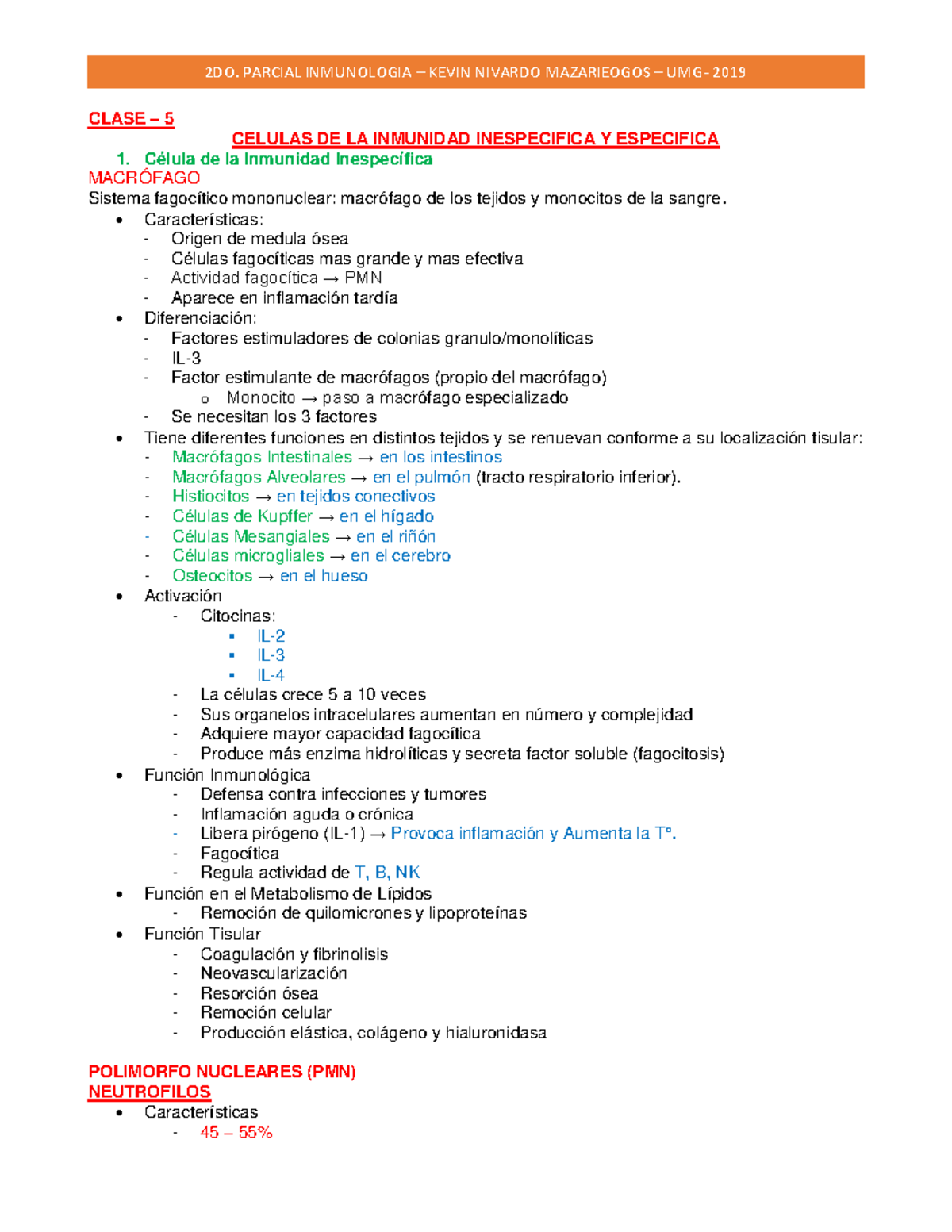 Inmuno 2DO. Parcial - Cascada del complemento, proteinas de fase aguda ...
