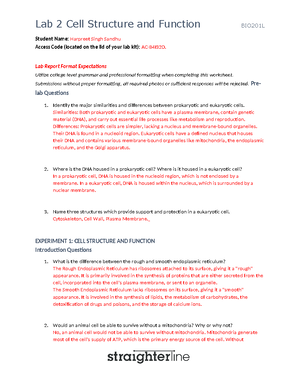 BIO201 Lab 6 - Complete DOC - Student Name: Harpreet Singh Sandhu ...