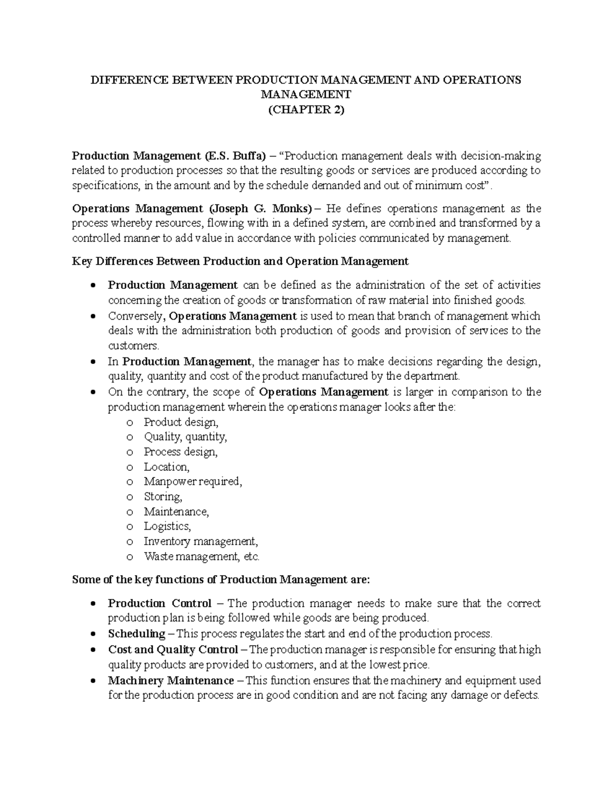 CBME Chapter 2 Reviewer - DIFFERENCE BETWEEN PRODUCTION MANAGEMENT AND ...