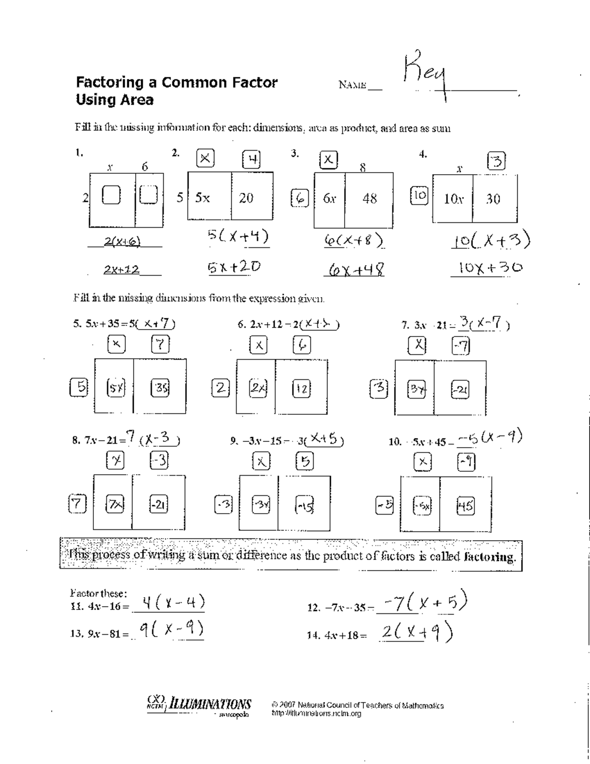 Factoring a common factor answer key - DSD23 - Studocu