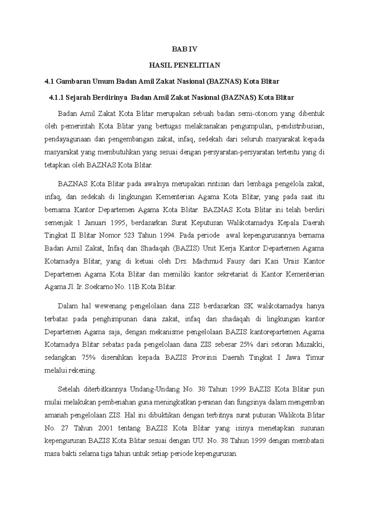 Bab iv zakat - BAB IV HASIL PENELITIAN 4 Gambaran Umum Badan Amil Zakat ...