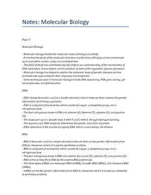 Biochemistry Study Notes - Studocu