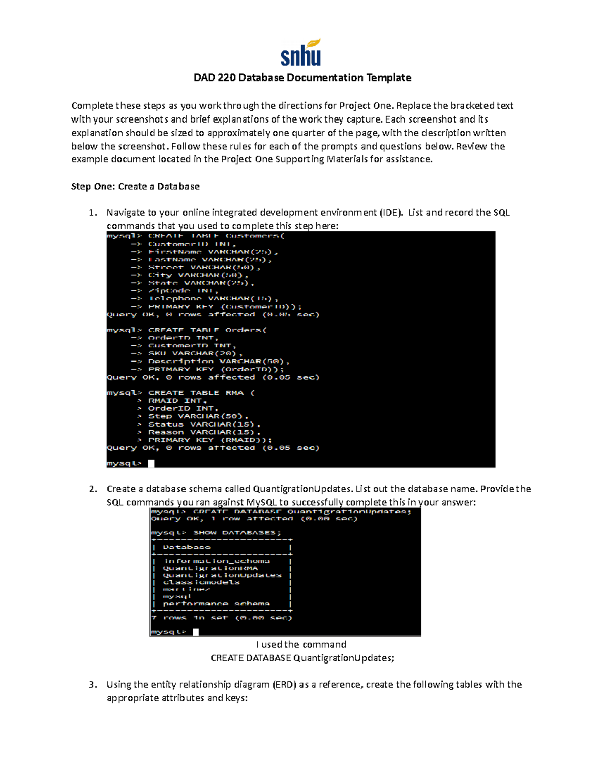 DAD 220 6-1 complete - 6-1 - DAD 220 Database Documentation Template ...