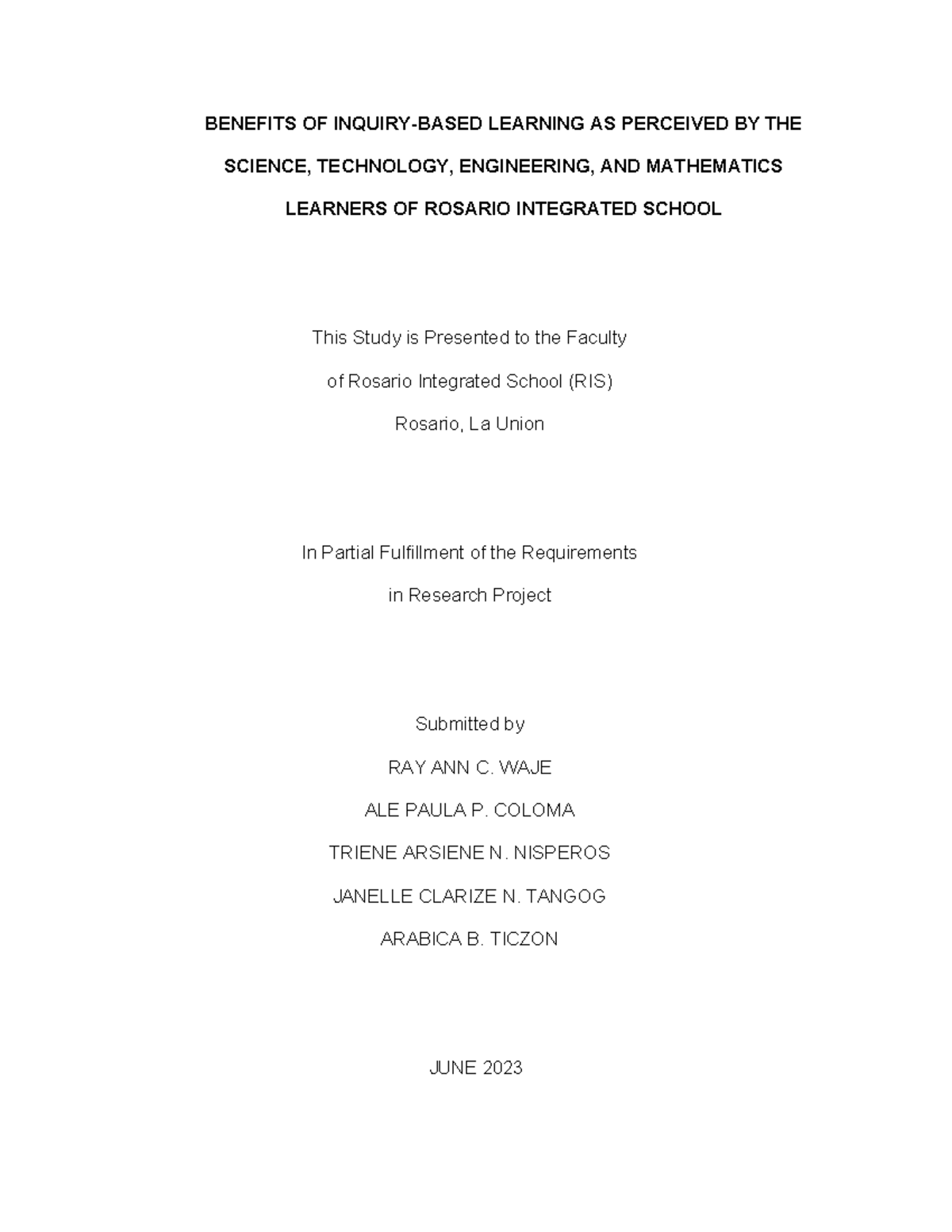 Inbound 1004401185763031033 - BENEFITS OF INQUIRY-BASED LEARNING AS ...