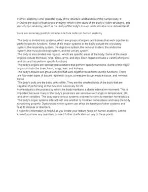 Human anatomy 2 - Here are some additional points that may be useful to ...