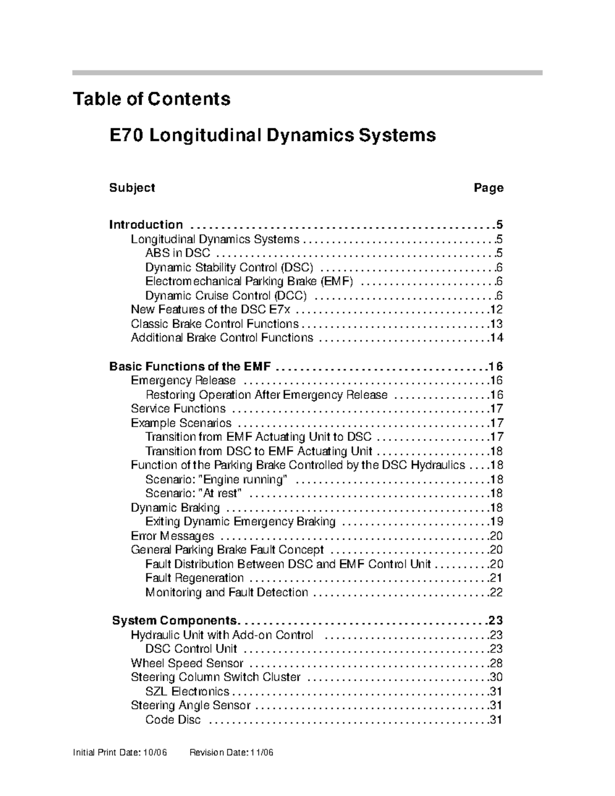 04d E70 Longitudinal Dynamics Systems - Table of Contents Initial Print ...