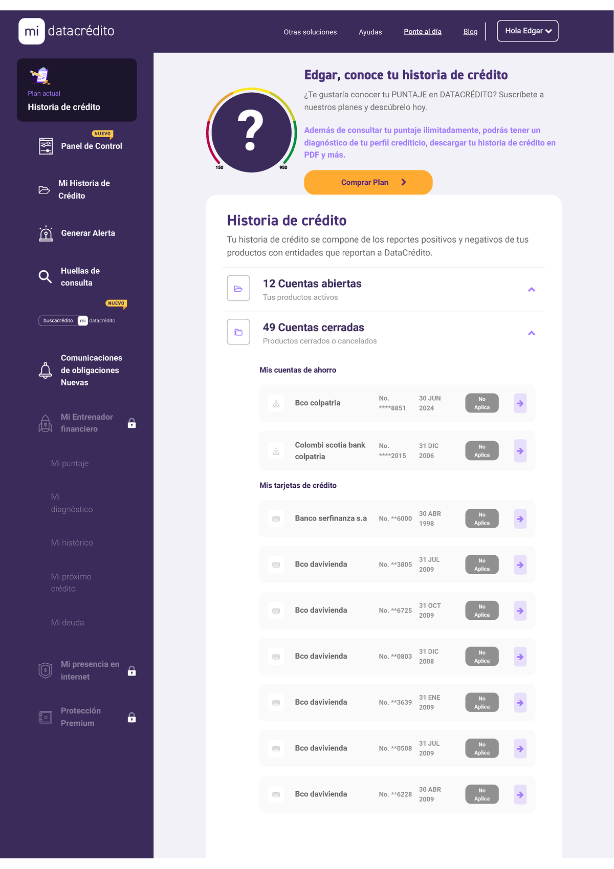Consulta tu historial de crédito y más - Midatacrédito - Ingeniero ...