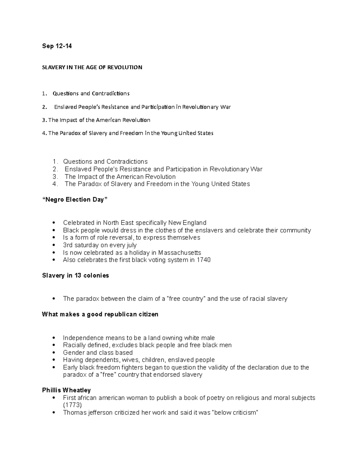 Sep 12-14 African American slavery in the Age of Revolution - Sep 12 ...