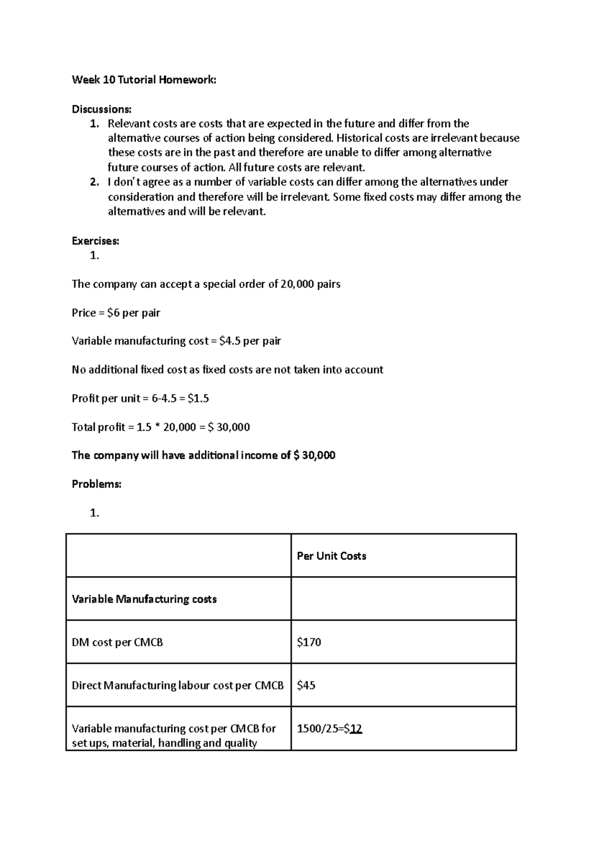 Weeks 10 Tutorial Homework - Week 10 Tutorial Homework: Discussions: 1 ...