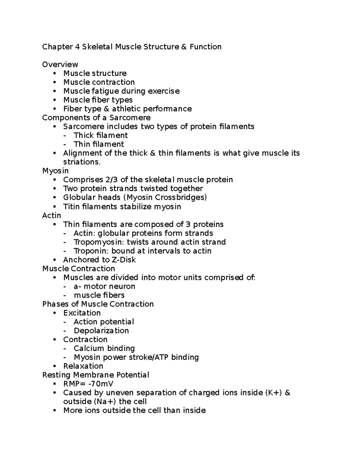 Chapter 4 Skeletal Muscle Structure - Chapter 4 Skeletal Muscle ...