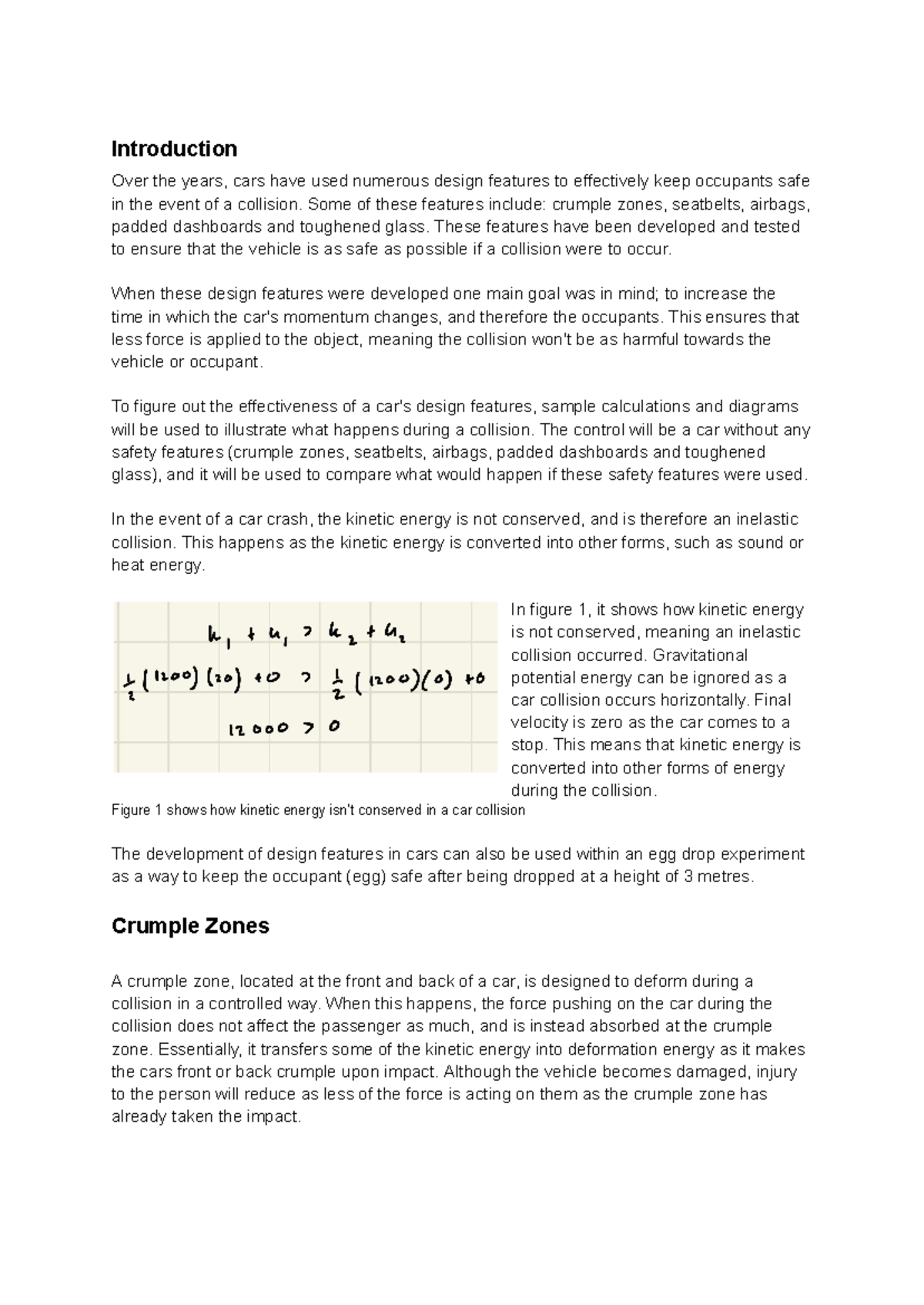 Physics Assessment - Module 1 - Introduction Over the years, cars have ...