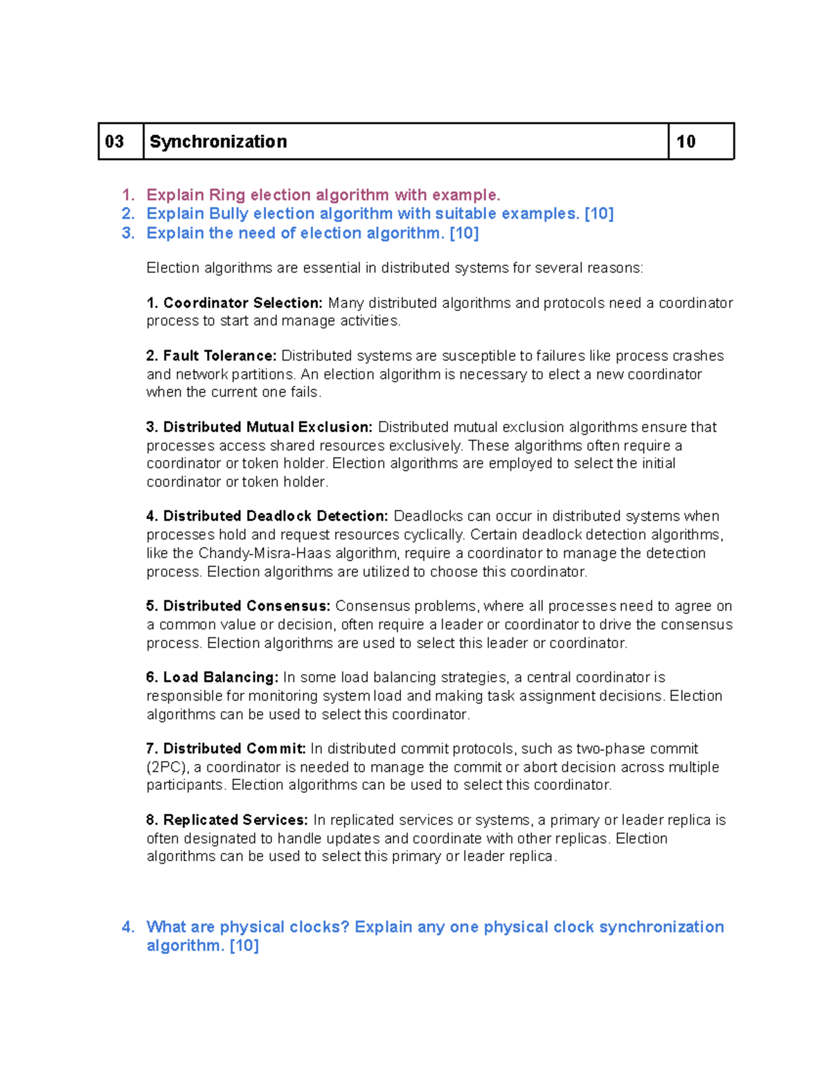 DC - QA - Distributed Computing answers prepared during final exam ...