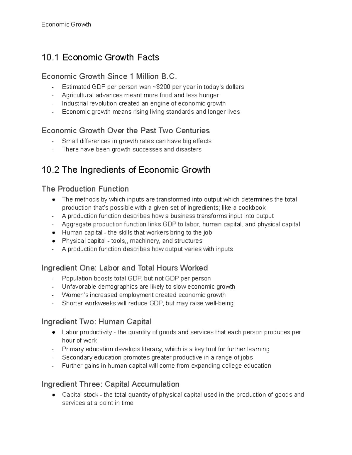 Macmillan Learning #10 - Economic Growth 10 Economic Growth Facts Economic Growth Since 1 ...