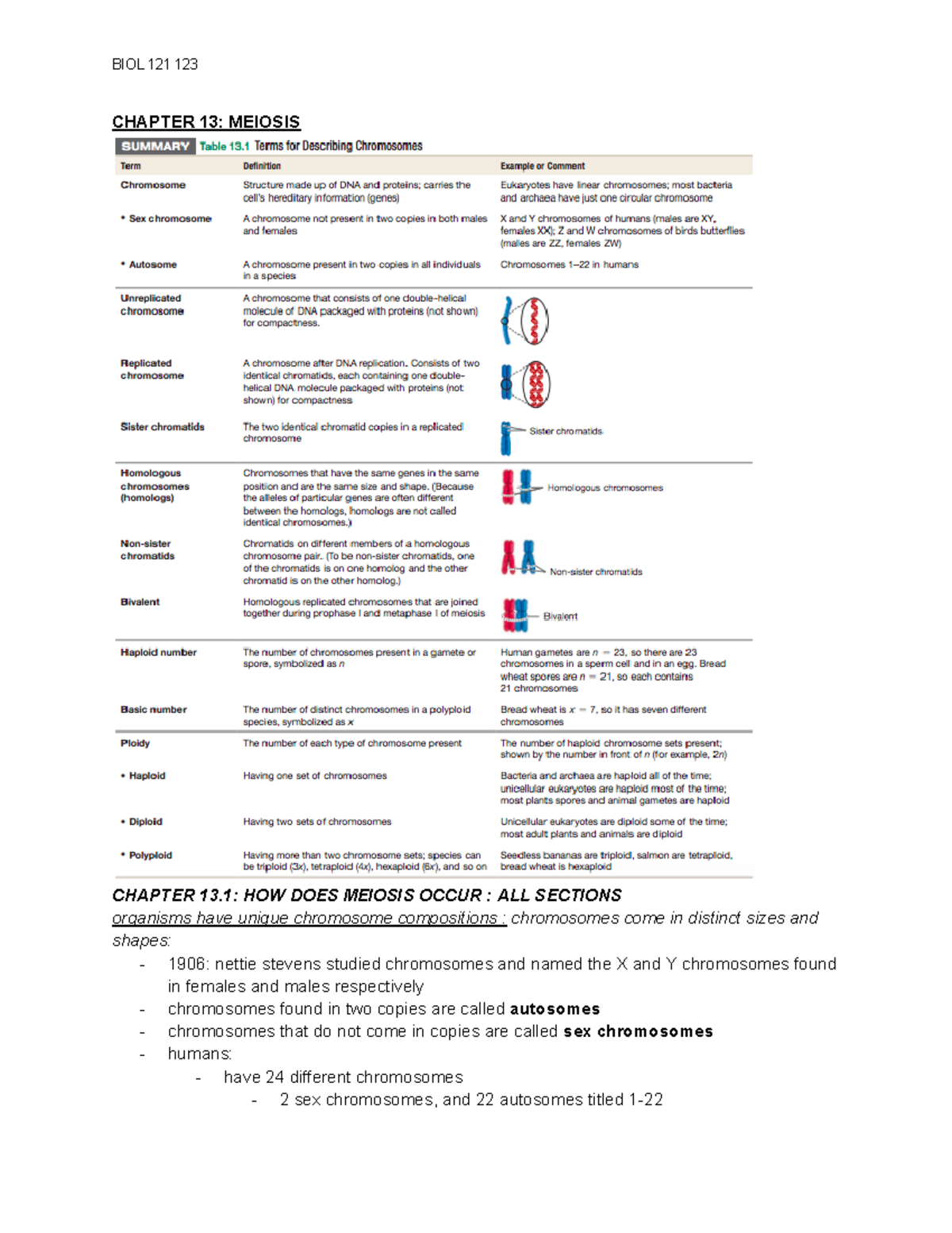 Lecture 2 Prereading - CHAPTER 13: MEIOSIS CHAPTER 13: HOW DOES MEIOSIS ...