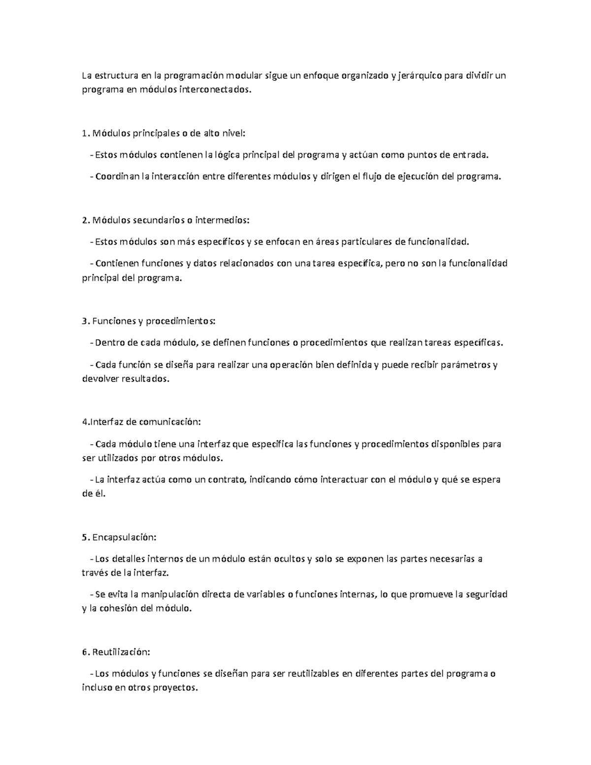 Estructura, Programación Modular - La estructura en la programación modular sigue un enfoque ...
