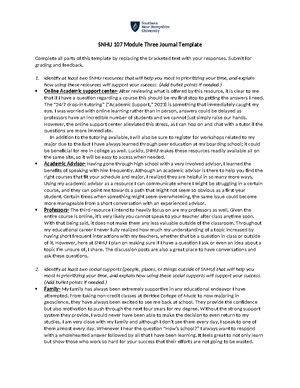 SNHU 107 Module Four Journal Template - SNHU 107 Module Four Journal ...