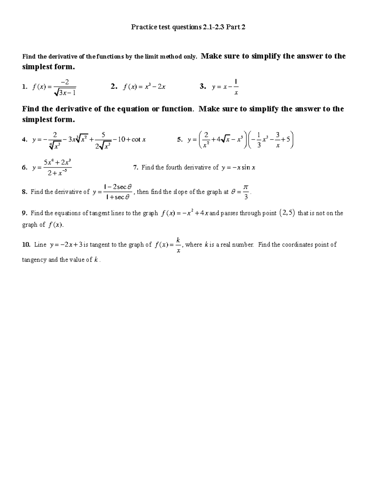 Practice Test 2.1-2.3 part 2 - Practice test questions 2.1-2 Part 2 ...