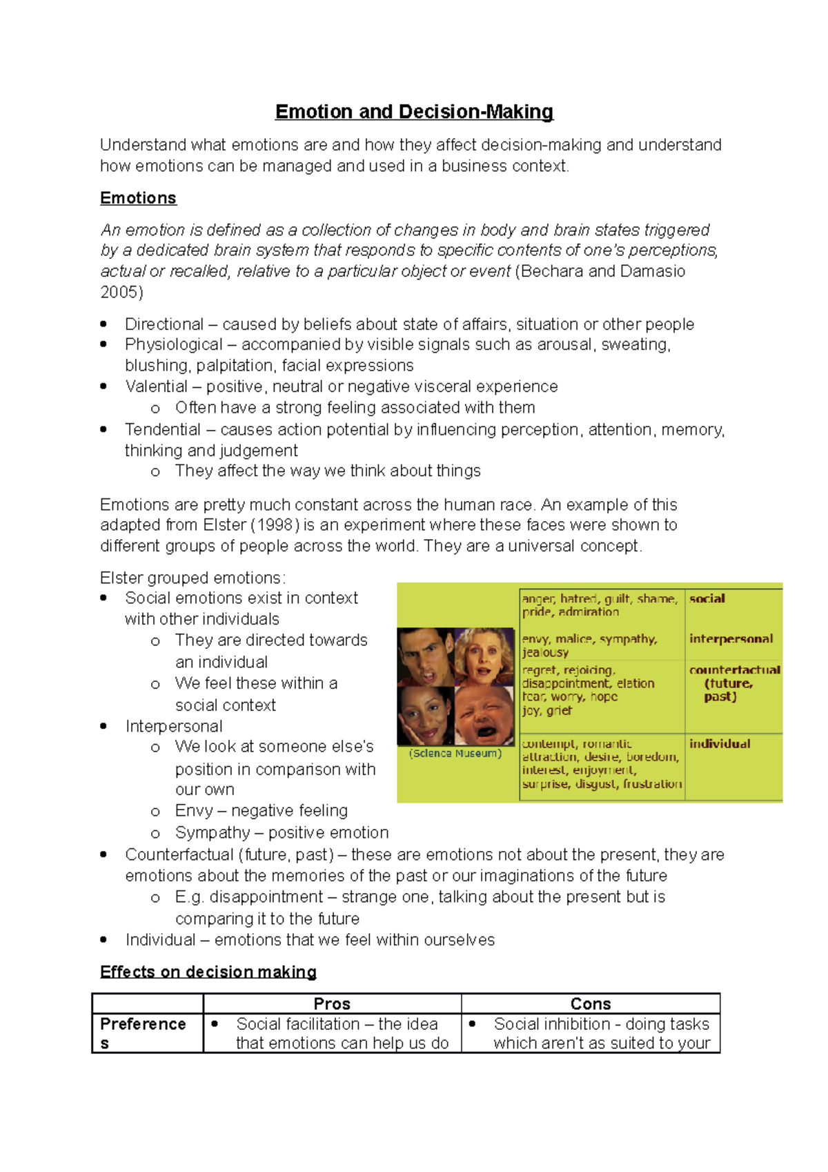 Lecture 7 - Emotion and Decision-Making - Emotion and Decision-Making ...