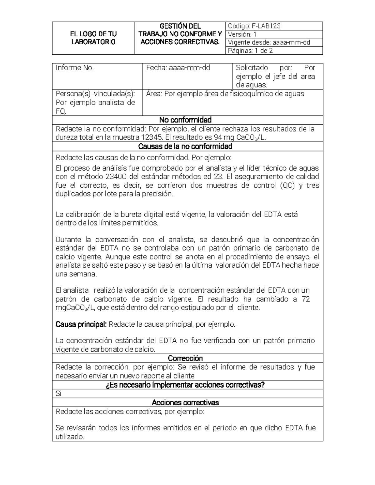 15. Gestión del trabajo no conforme y acciones correctivas - EL LOGO DE ...