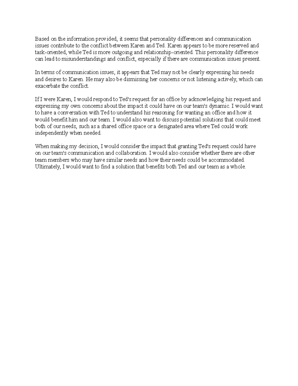 Case Homework- Karen Leary - Pg 240 - Based on the information provided ...