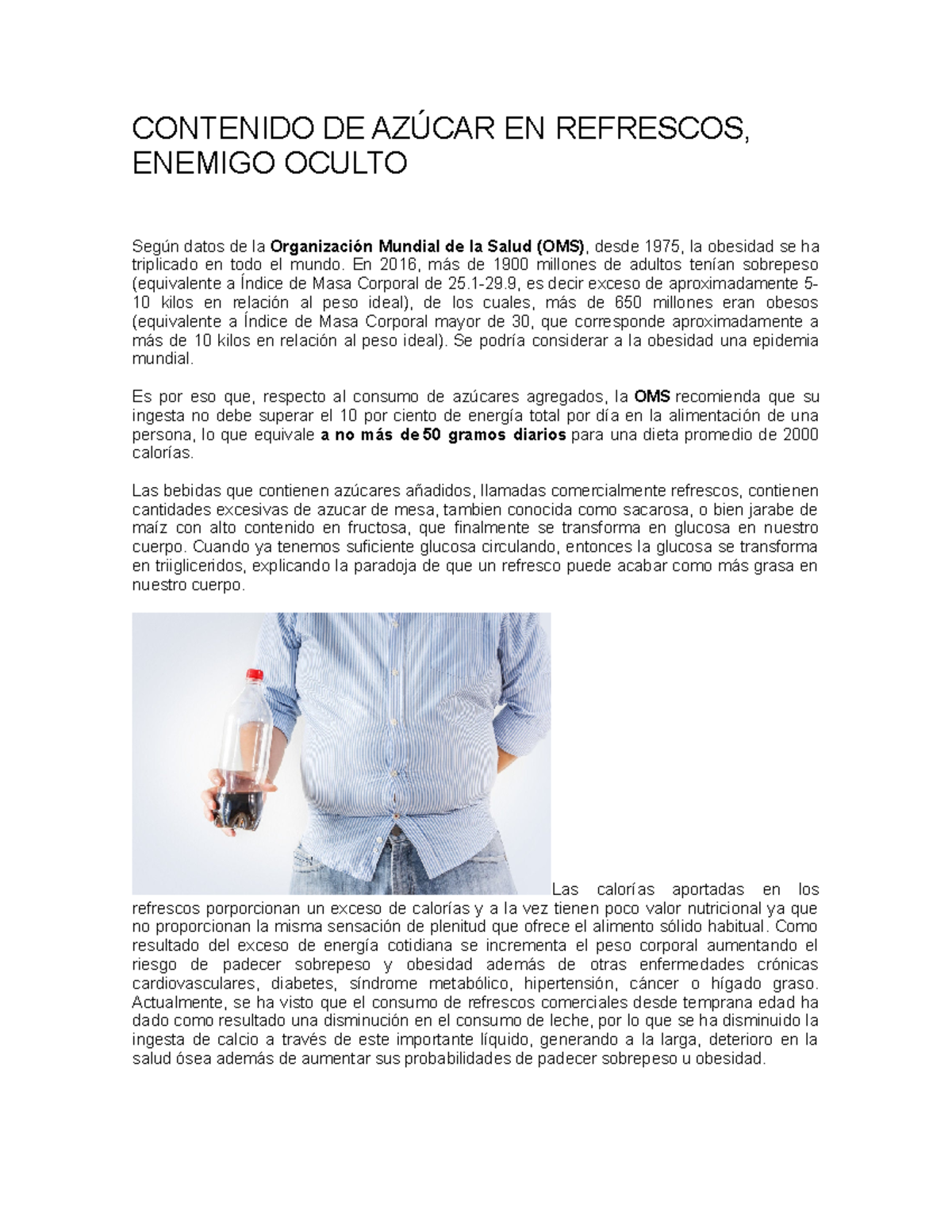 Contenido DE Azúcar EN Refrescos - CONTENIDO DE AZÚCAR EN REFRESCOS ...