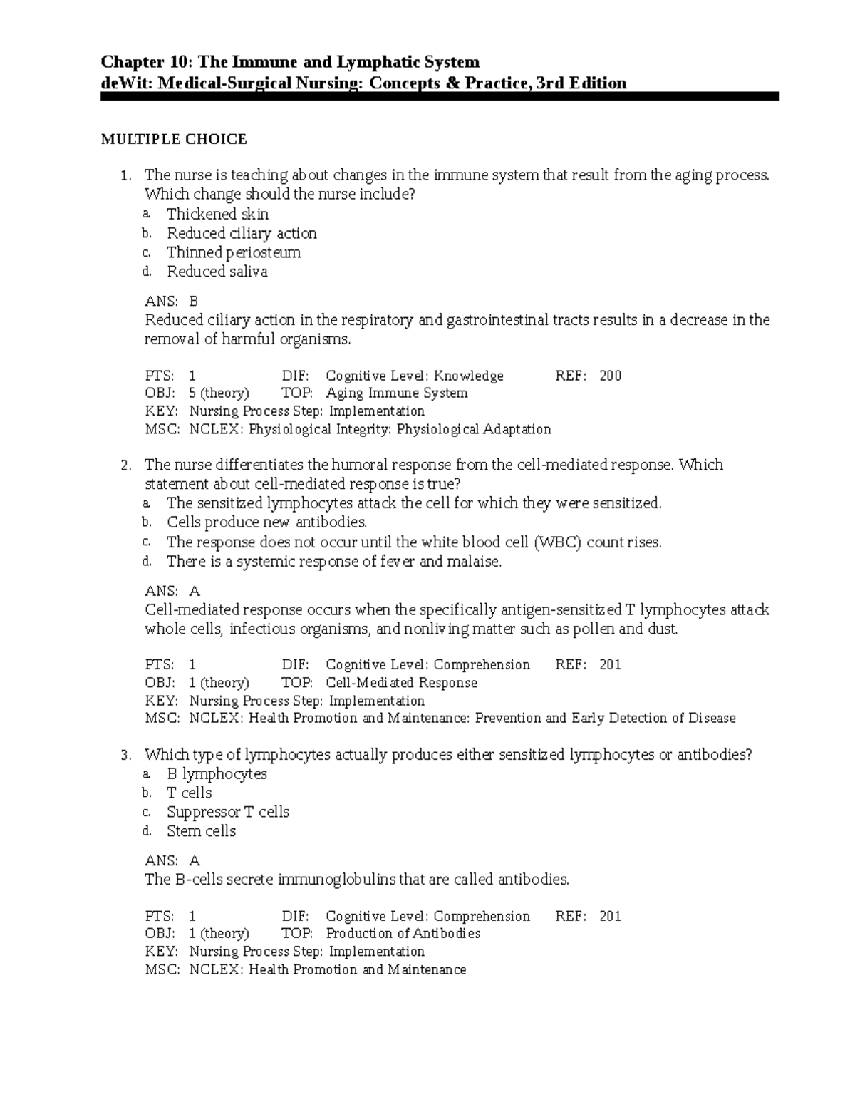 Chapter 10 - Nursing - Chapter 10: The Immune and Lymphatic System ...