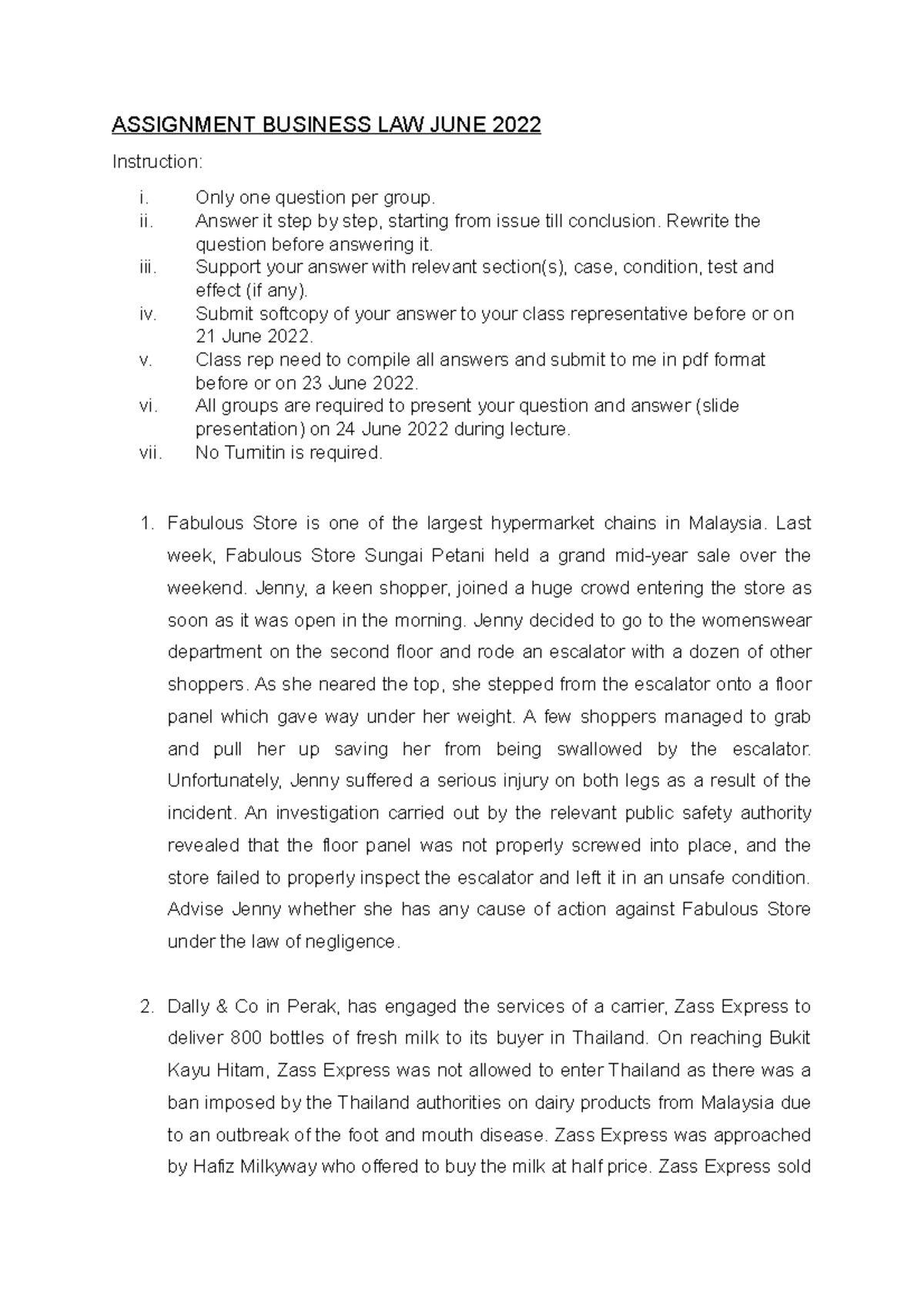 Assignment Business LAW JUNE 2022 - ASSIGNMENT BUSINESS LAW JUNE 2022 ...