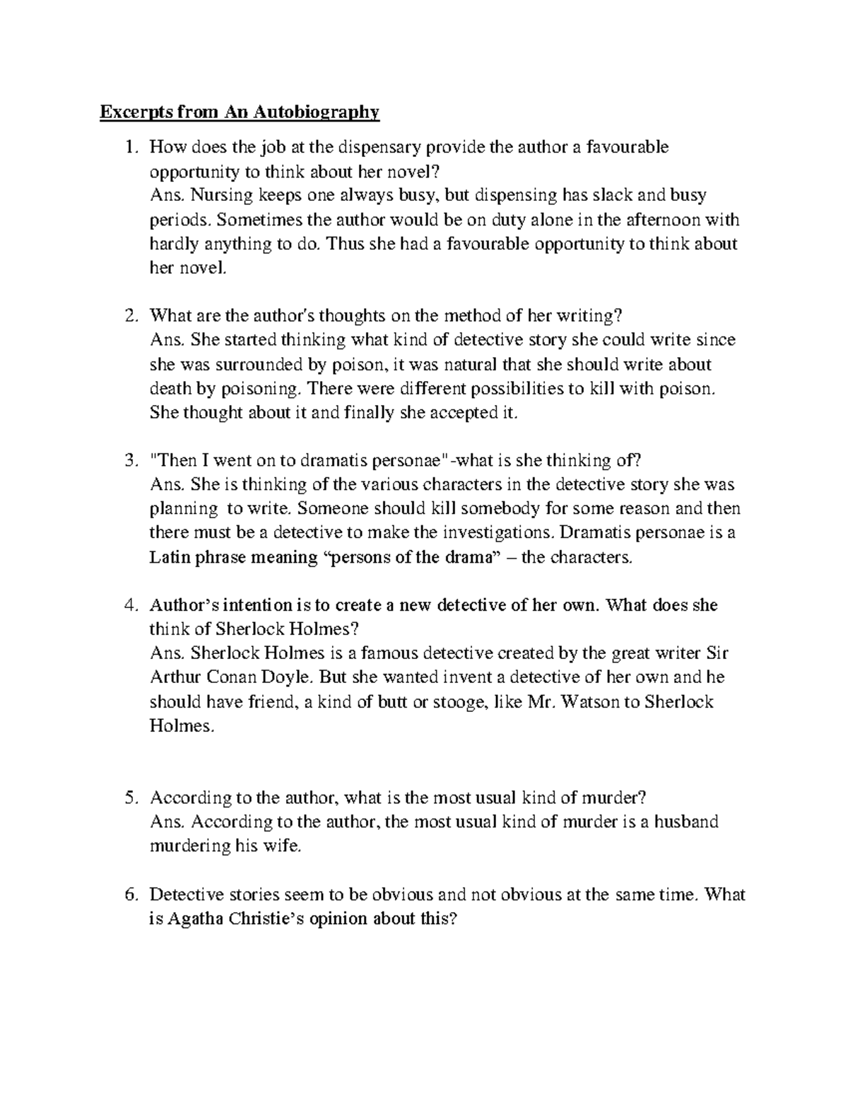 Excerpts from An Autobiography - How does the job at the dispensary ...