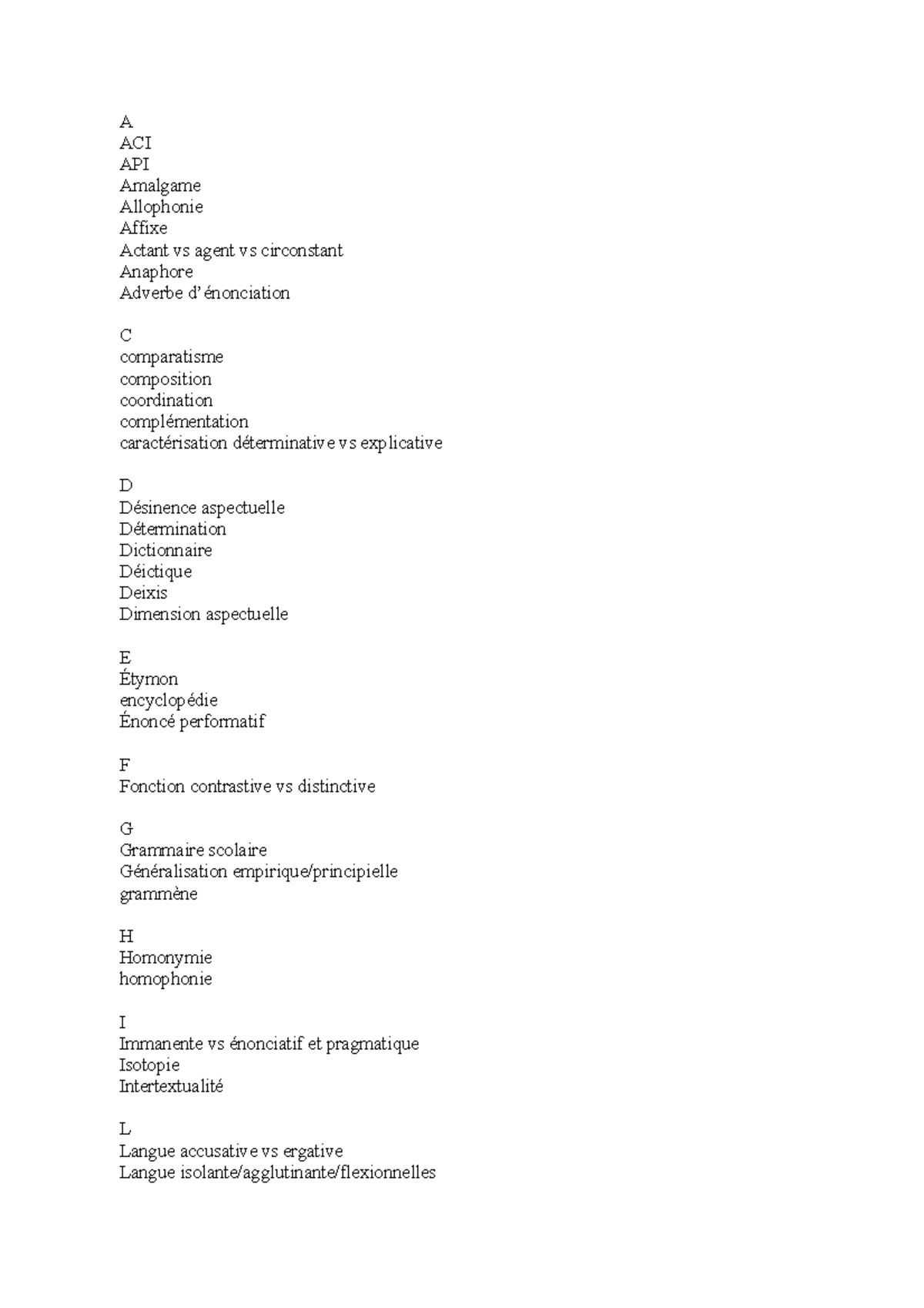 Lexique sémio - A ACI API Amalgame Allophonie Affixe Actant vs agent vs ...