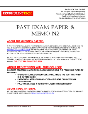 Mechanotechnics N5 - Studocu