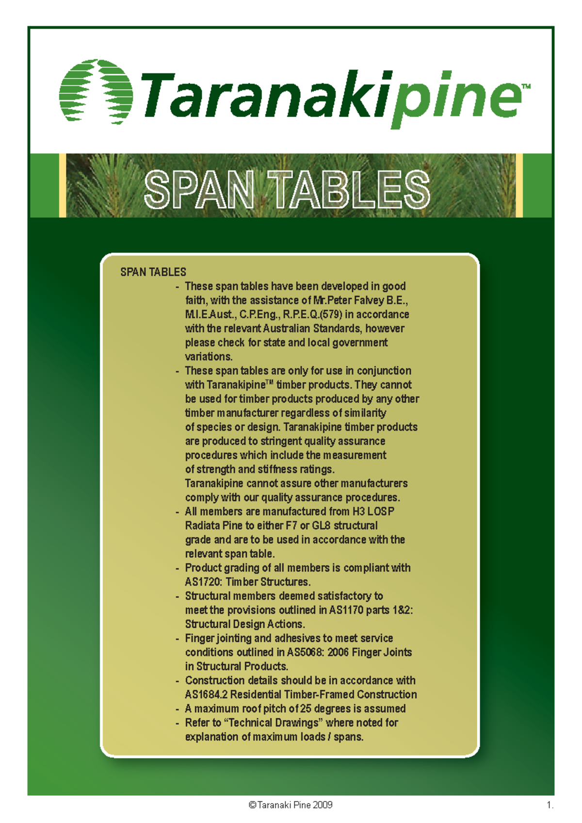 Taranaki Span Tables-v3 - SPAN TABLES These span tables have been ...